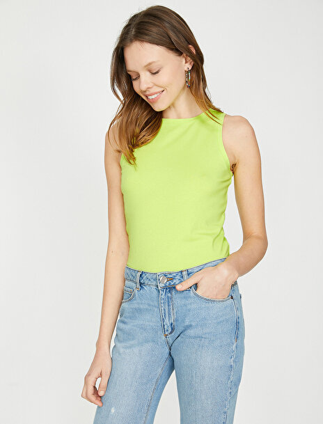 Koton Kadın Bisiklet Yaka Kol Detaylı Uzun Kol Tshirt