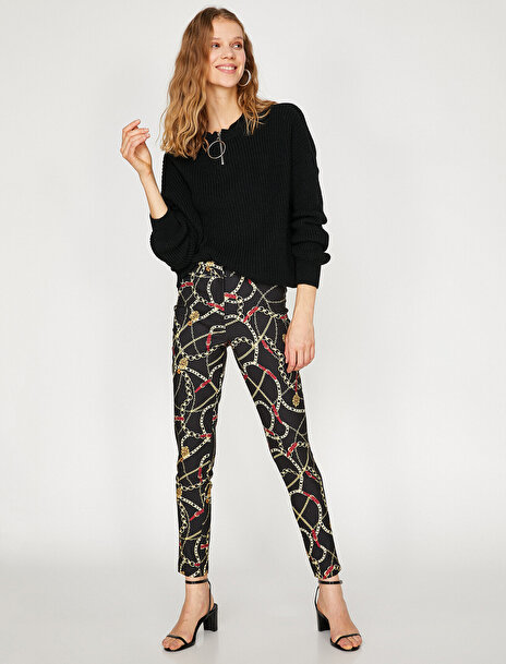 Koton Kadın Zincir Desenli Pantolon