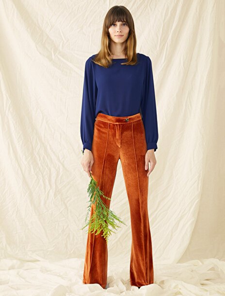 Koton Kadın Kadife İspanyol Paça Pantolon