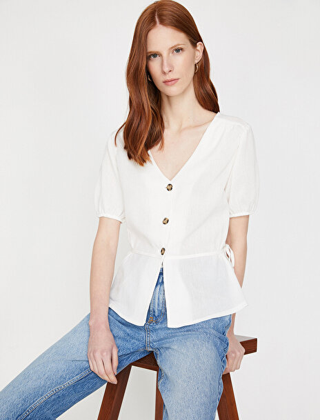 Koton Kadın Beli Bağlamalı Bluz Koton Kadın Beli Bağlamalı Bluz