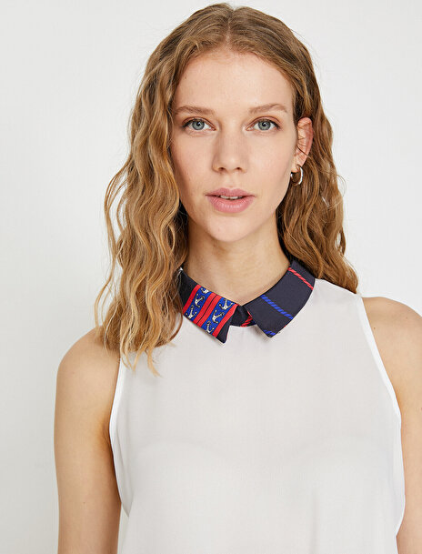 Koton Kadın Desenli Gömlek Yaka Kolsuz Bluz