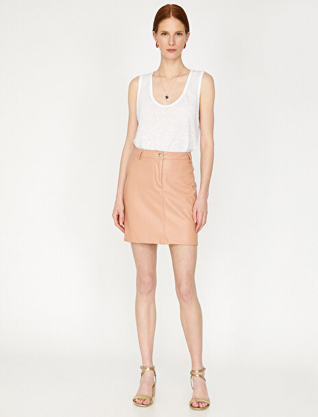 Koton Kadın Suni Deri Kısa Etek