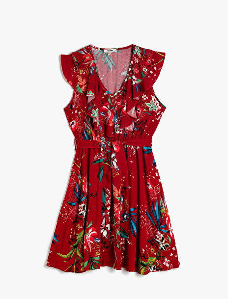 Koton Kadın Fırfırlı Çiçek Desenli Elbise