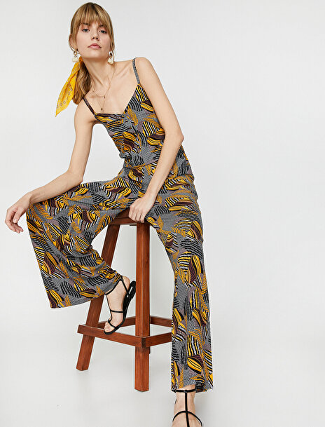 Koton Kadın İp Askılı Desenli Tulum