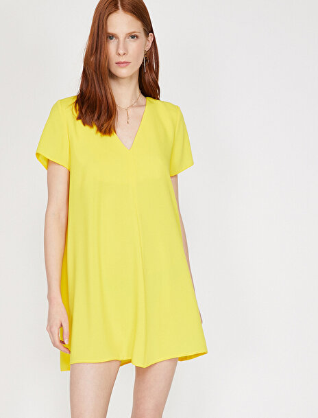 Koton Kadın V Yaka Örme Kısa Elbise