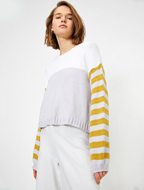 Koton Kadın Renk Bloklu Triko Kazak