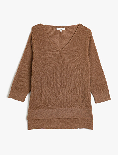 Koton Kadın V Yaka Arkası Uzun Kazak