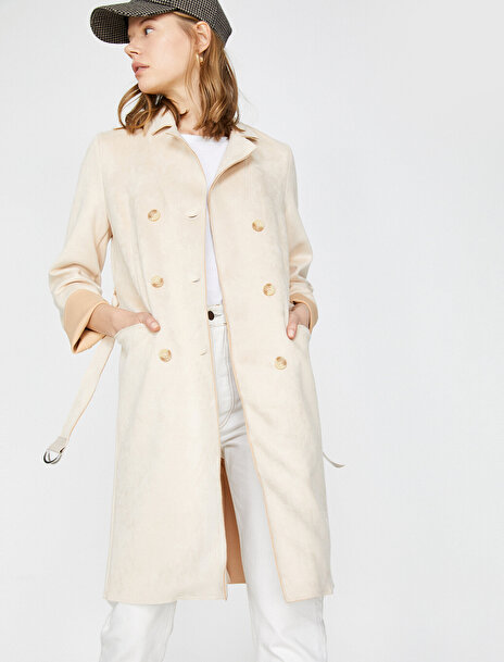 Koton Kadın Süet Görünümlü Trençkot