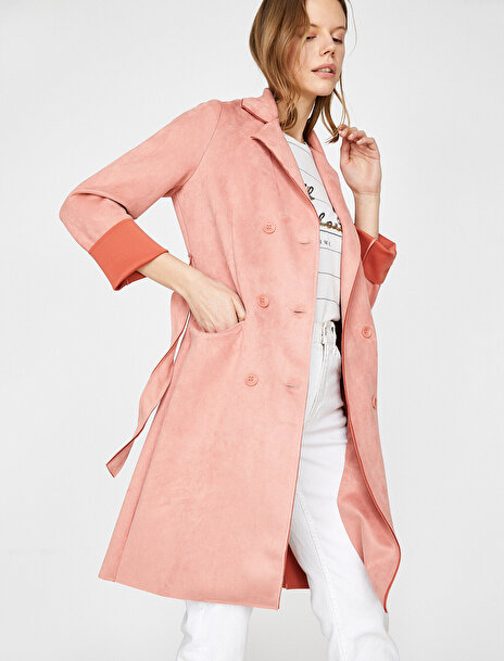 Koton Kadın Süet Görünümlü Trençkot