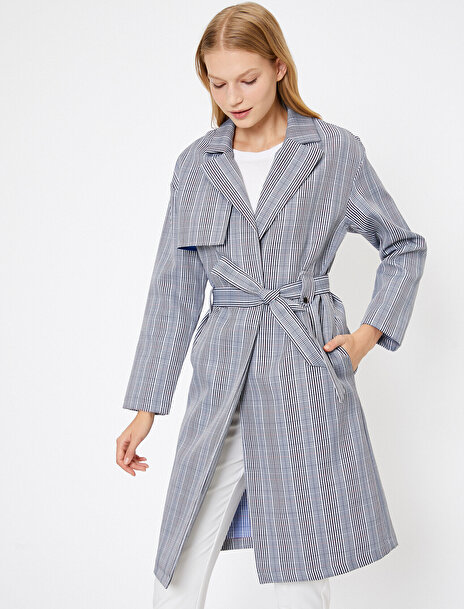 Koton Kadın Ekoseli Trençkot