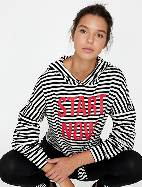 Koton Kadın Çizgili Sweatshirt