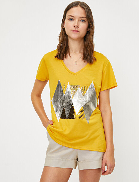 Koton Kadın Pul Payet Detaylı Tişört