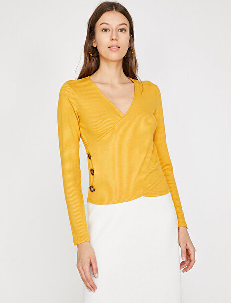 Koton Kadın Düğme Detayı T-Shirt