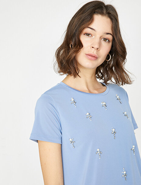 Koton Kadın Taş Detaylı T-Shirt
