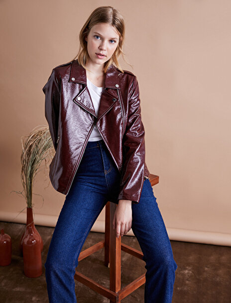 Koton Kadın Deri Görünümlü Mont