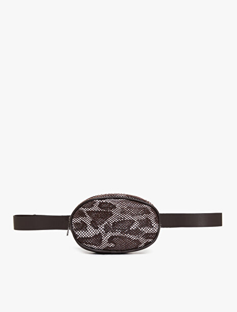 Koton Kadın Yılan Derisi Desenli Bel Çantası Fermuarlı