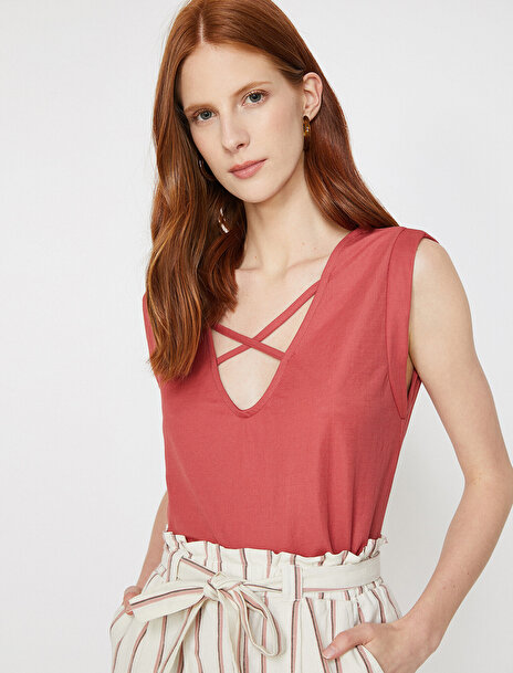 Koton Kadın Çapraz Bağlı V Yaka Atlet