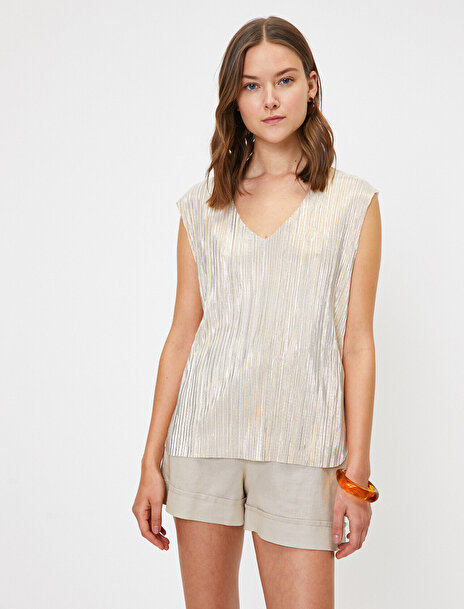 Koton Kadın Parlak V Yaka Standart Kalıp Atlet