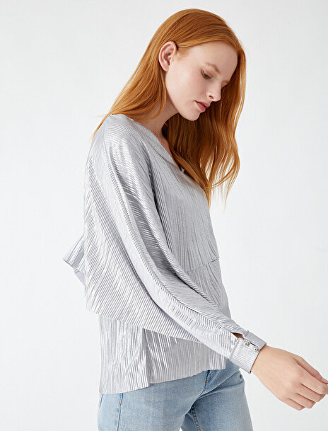 Koton Kadın Uzun Kollu Varaklı Bluz