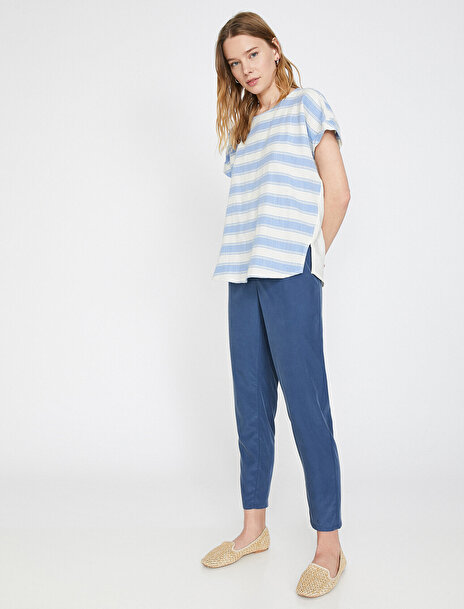 Koton Kadın Normal Bel Pilili Dökümlü Pantolon