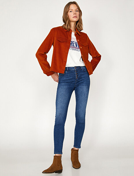 Koton Kadın Carmen Jean - Yüksek Bel Dar Kesim Dar Paça Pantolon