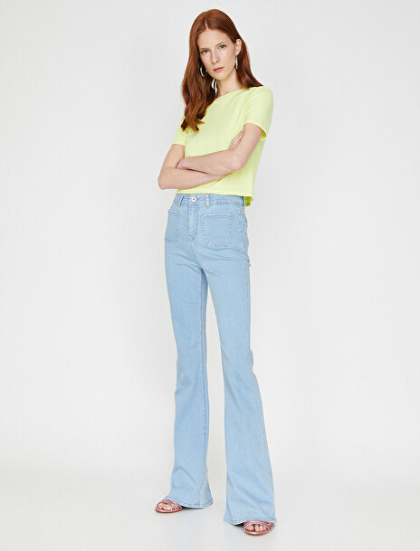 Koton Kadın Normal Bel İspanyol Paça Kot Pantolon - Victoria Jean