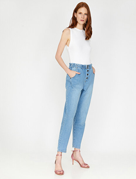 Koton Kadın Mom Jean - Yüksek Bel Rahat Kesim Dar Paça Pantolon