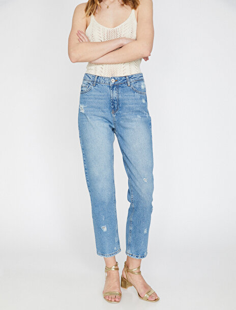 Koton Kadın Mom Jean - Yüksek Bel Rahat Kesim Dar Paça Pantolon