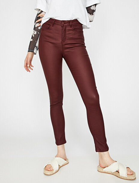 Koton Kadın Deri Görünümlü Pantolon