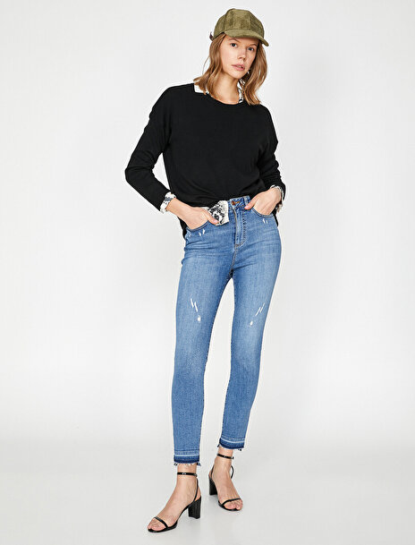 Koton Kadın Carmen Jean - Yüksek Bel Dar Kesim Dar Paça Pantolon