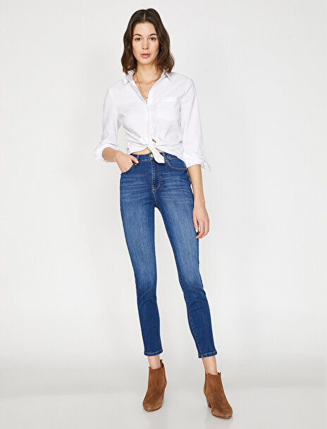 Koton Kadın Carmen Jean - Yüksek Bel Dar Kesim Dar Paça Pantolon