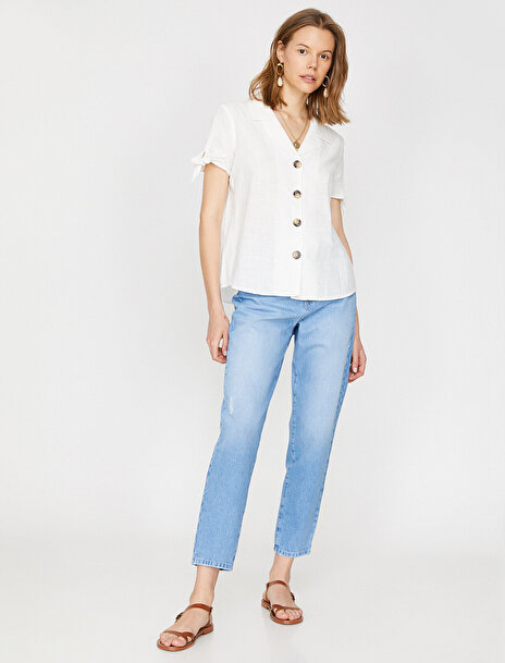 Koton Kadın Mom Jean - Yüksek Bel Rahat Kesim Dar Paça Pantolon