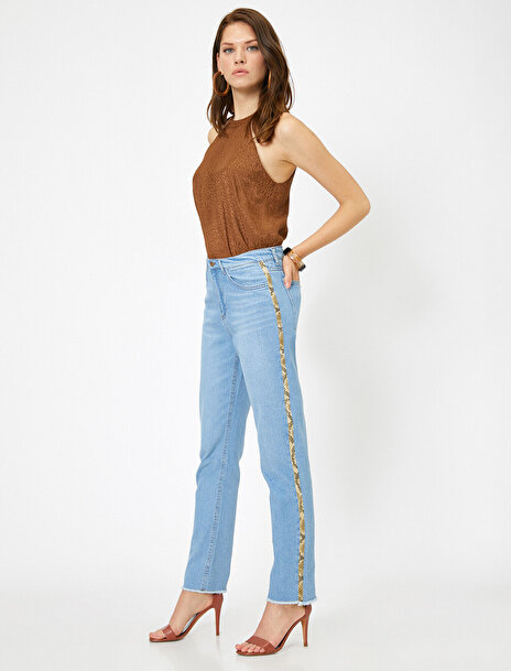 Koton Kadın Boyfriend Jean Rahat Kesim Düz Paça Pantolon