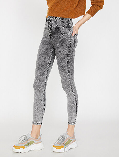 Koton Kadın Carmen Jean - Yüksek Bel Dar Kesim Dar Paça Pantolon