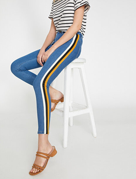 Koton Kadın Legging Jean -Yüksek Bel Dar Kesim Dar Paça Pantolon