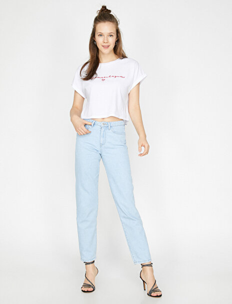 Koton Kadın Mom Jean - Yüksek Bel Rahat Kesim Dar Paça Pantolon