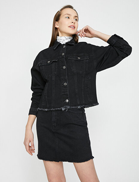 Koton Kadın Klasik Yaka Jean Ceket