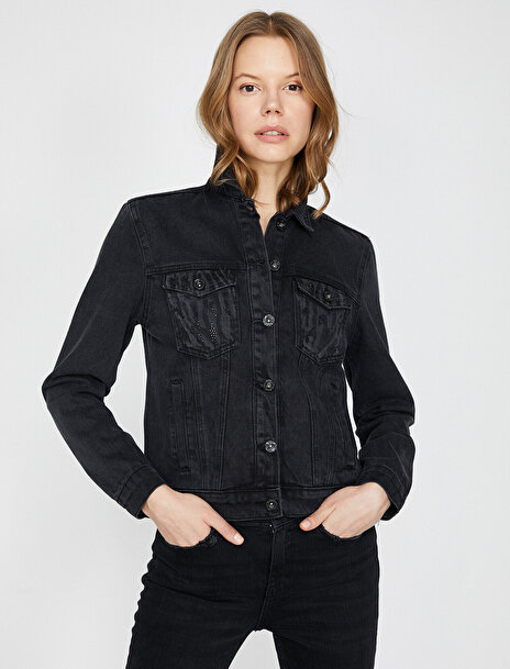 Koton Kadın Klasik Yaka Jean Ceket