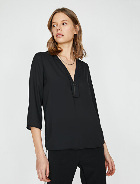 Koton Kadın Fermuar Detaylı Bluz