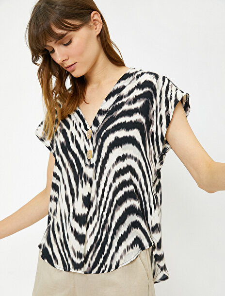 Koton Kadın Zebra Desenli Bluz