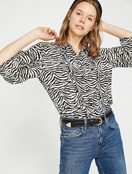 Koton Kadın Zebra Desenli Gömlek