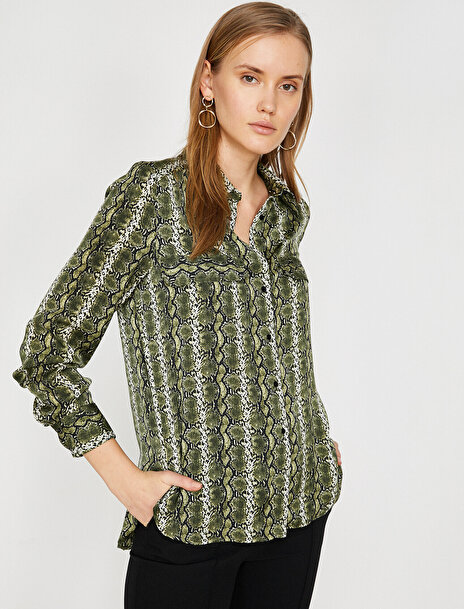Koton Kadın Yılan Derisi Desenli Gömlek