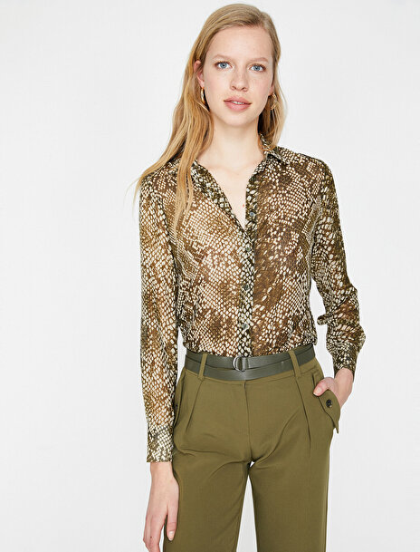 Koton Kadın Yılan Derisi Desenli Gömlek