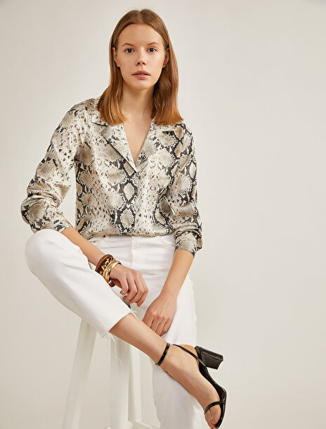 Koton Kadın Yılan Derisi Desenli Gömlek