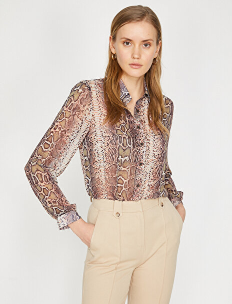 Koton Kadın Yılan Derisi Desenli Gömlek