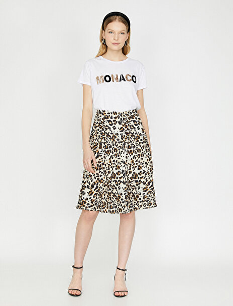 Koton Kadın Leopar Desenli Etek