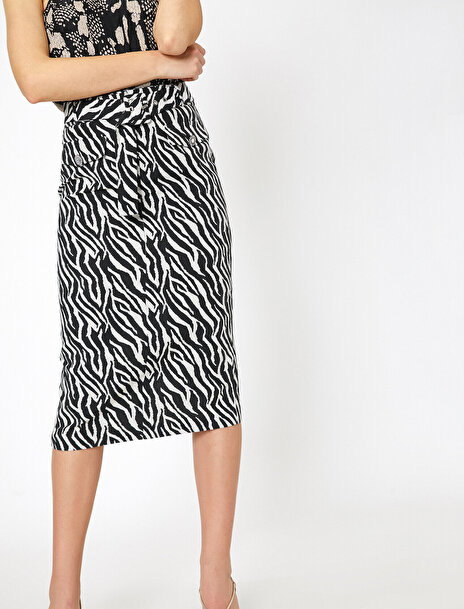 Koton Kadın Zebra Bbaskılı Kalem Etek