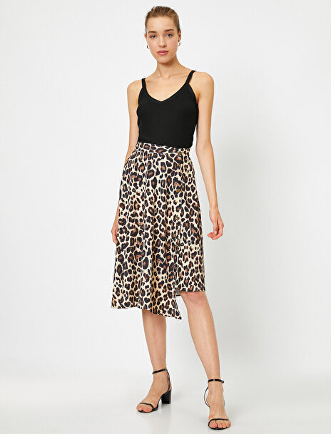 Koton Kadın Leopar Desenli Etek