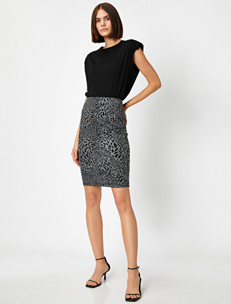 Koton Kadın Leopar Desenli Etek