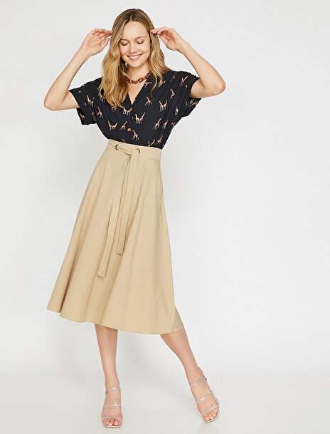 Koton Kadın Skirtly Yours Styled by Melis Ağazat - Beli Bağlamalı Etek
